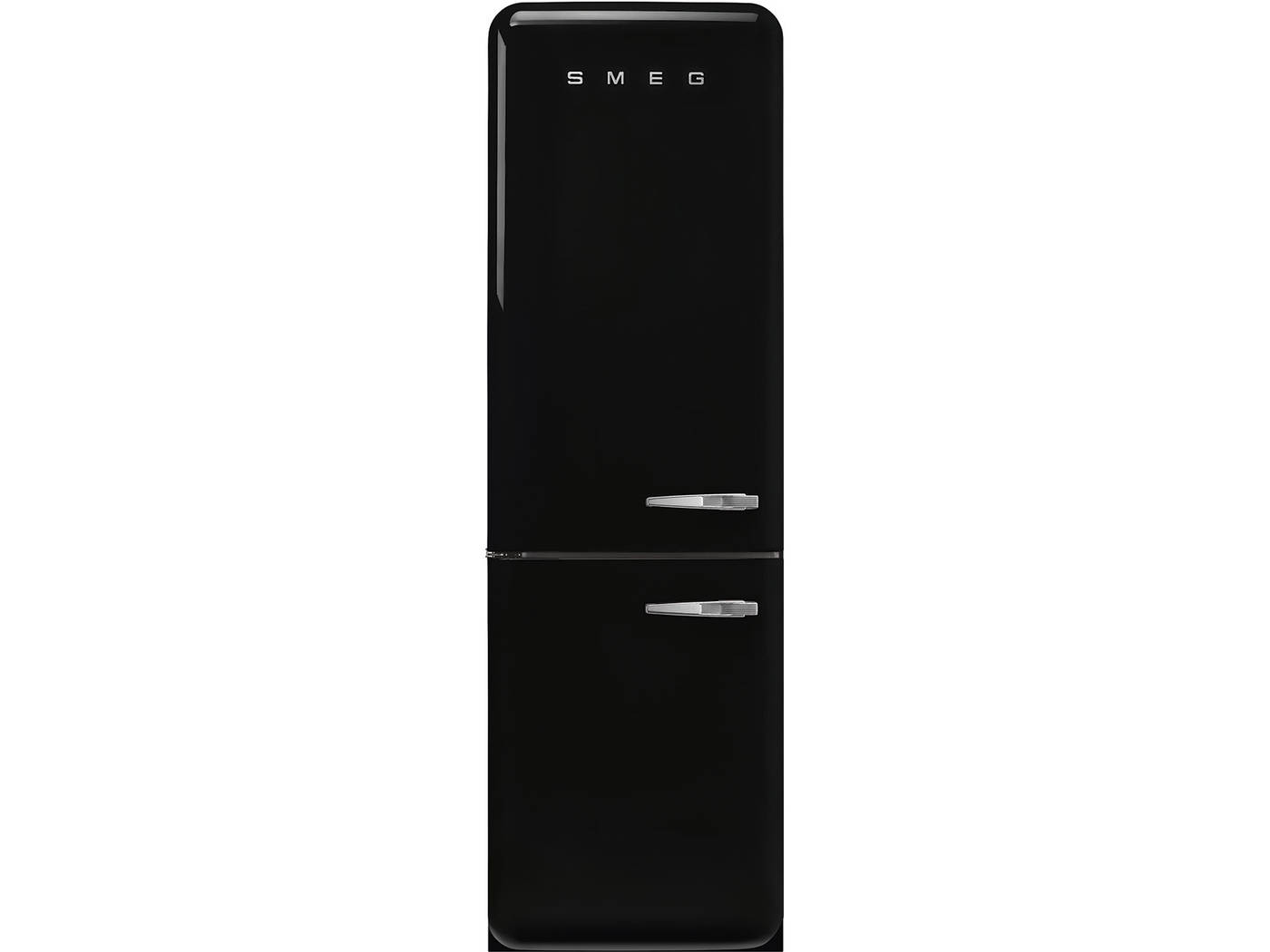 60cm 50s Style Left Hand Hinge Fridge Freezer Black | Magnet