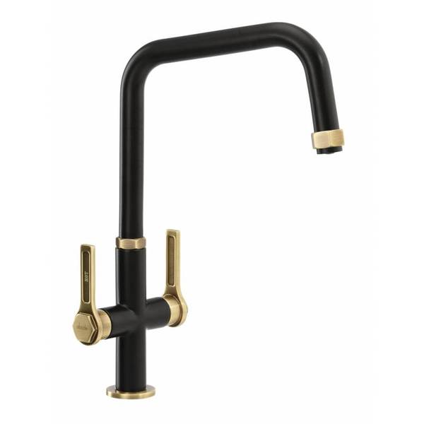 Hex Duel Lever Tap Black and Brass
