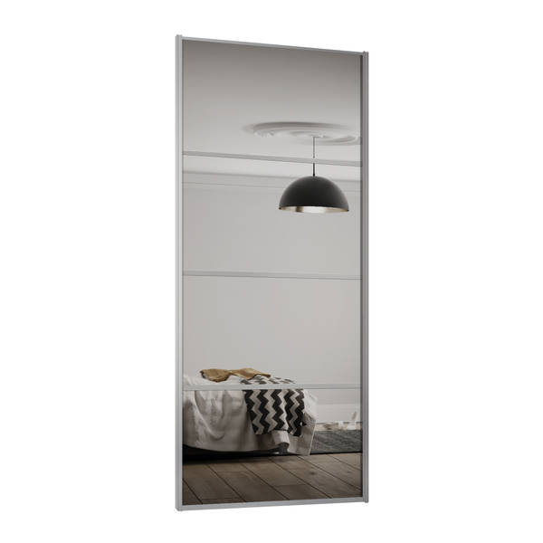 Mirror Door 4 Panel Silver Frame