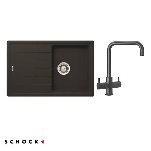 SCHOCK ELEMENT D100S 1.0B Black Sink with Norrie Black Tap
