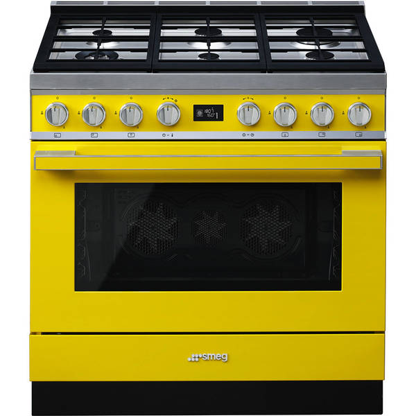 Smeg 90cm Portofino Dual Fuel Range Cooker Yellow CPF9GPYW